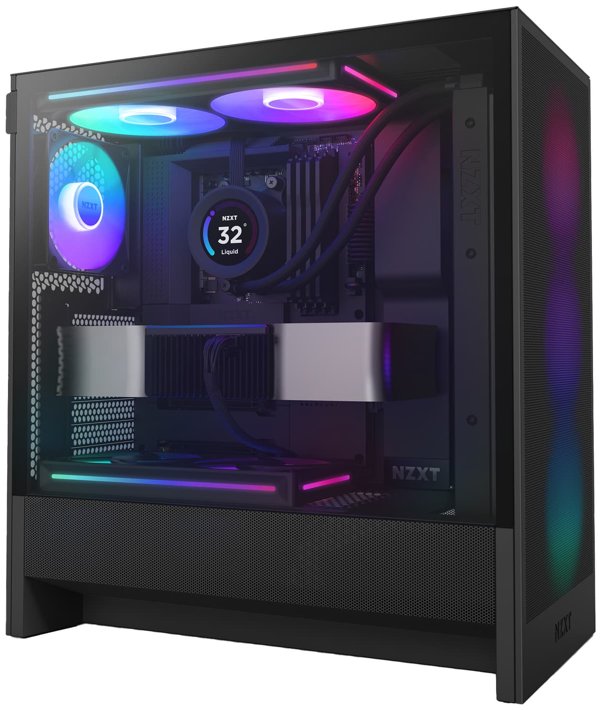 NZXT H5 Flow RGB 2024 PC-chassi (svart) - Elgiganten - Elgiganten