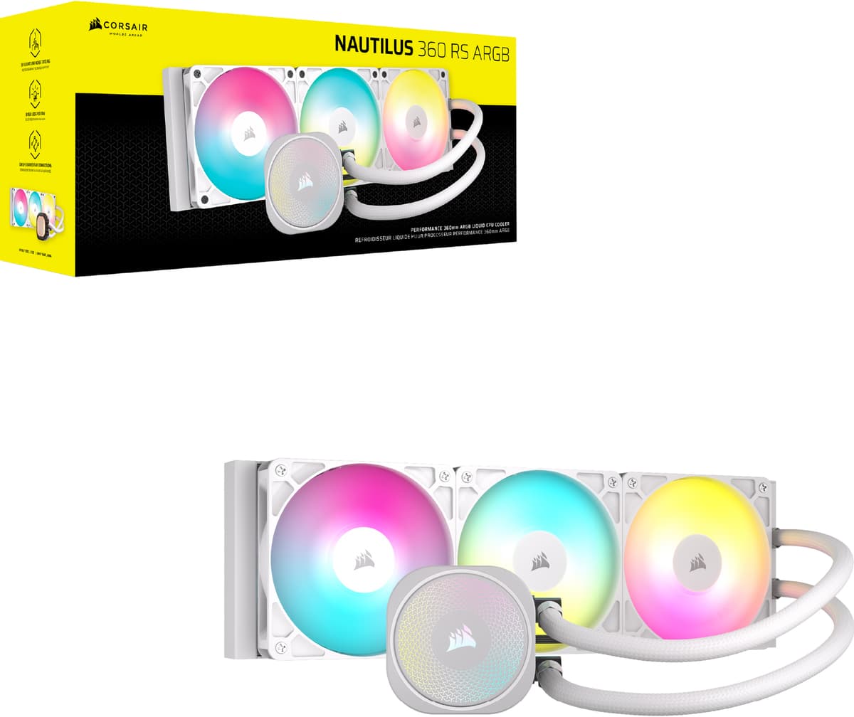 Corsair Nautilus 360 mm RS ARGB CPU vattenkylare (vit) - Elgiganten