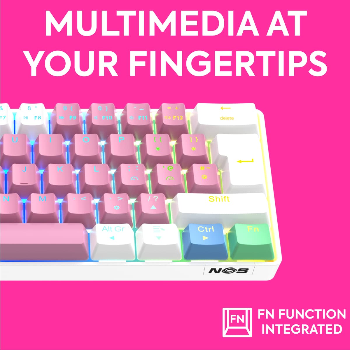 NOS C-450 Mini PRO RGB gamingtastatur (Cotton Candy) - Elkjøp | Elkjøp