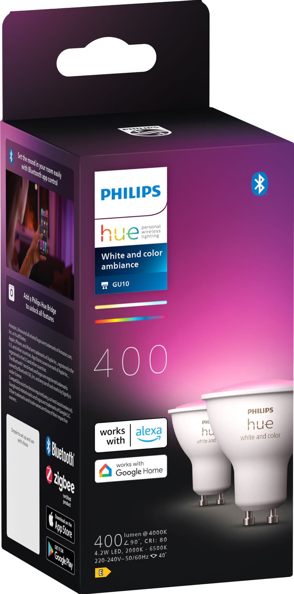 Philips Hue WAC lyspære 4,2 W GU10 (topakning) - Elkjøp
