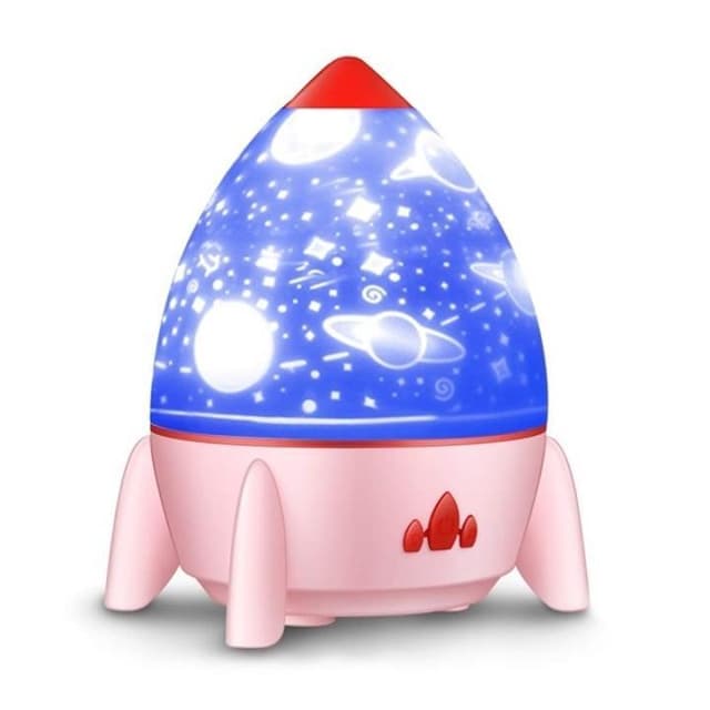 Rakett-nattlampe med stjerneprojektor & utbyttbare motiver - Elkjøp ...