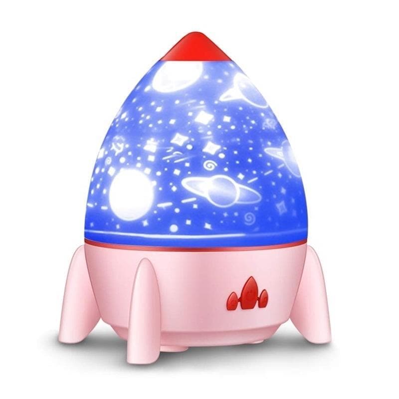 Rakett-nattlampe med stjerneprojektor & utbyttbare motiver - Elkjøp ...
