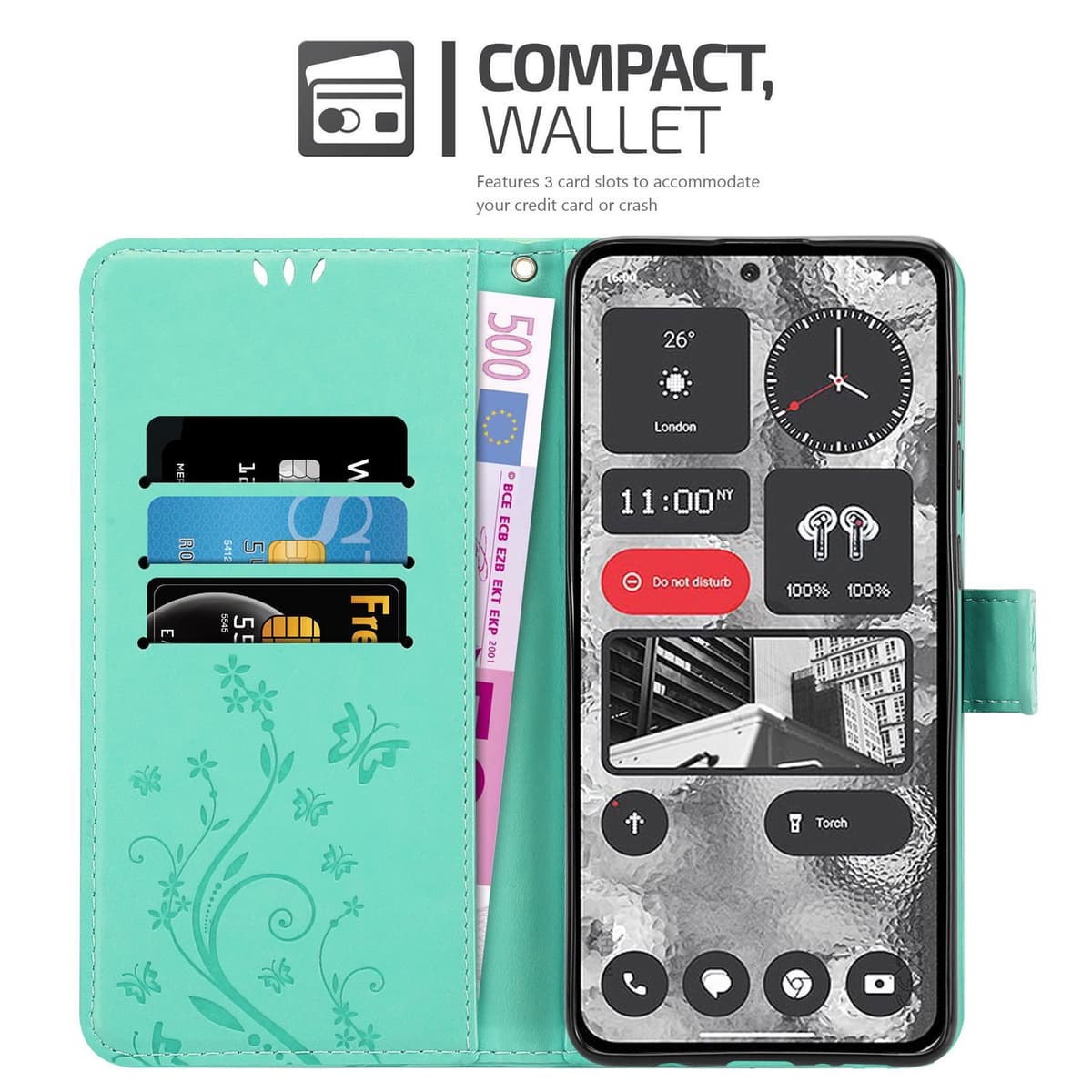 Nothing 2 lommebokdeksel Blomster (Turkis) - Elkjøp | Elkjøp