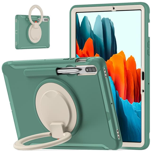 SKALO Samsung Tab S9/S9 FE Extra Stöttåligt Armor Ring Skal - Grön ...