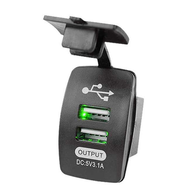 Pyöristetty kaksois-USB-autolaturi Väri musta + ruoho - Gigantti