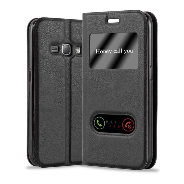 Samsung Galaxy J1 2015 lommebokdeksel cover (svart) - Elkjøp