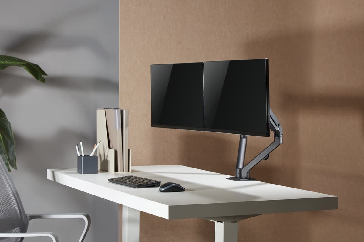 NÖRDIC Monitorarm bordfeste for to skjermer, 17""-27"", aluminium og ...
