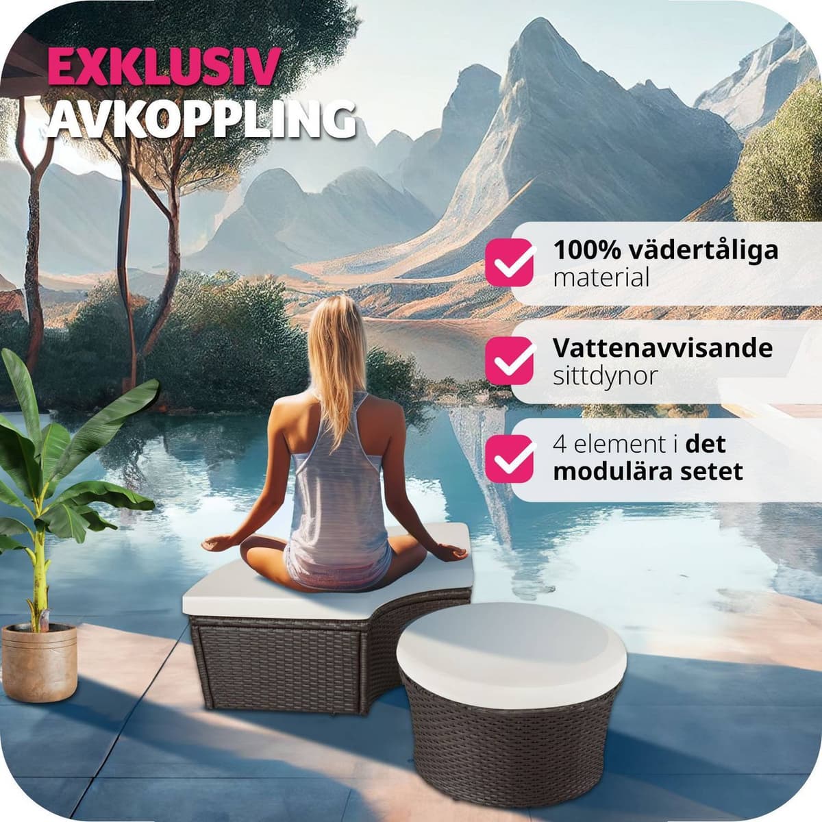 Rund solseng med soltak poly rotting - Elkjøp