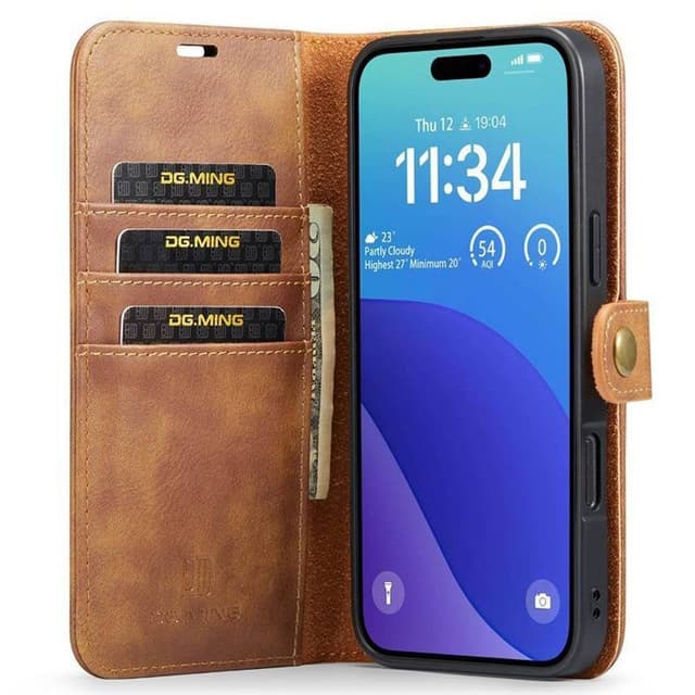 Mobil lommebok DG-Ming 2i1 iPhone 16 Pro Max - Brun - Elkjøp