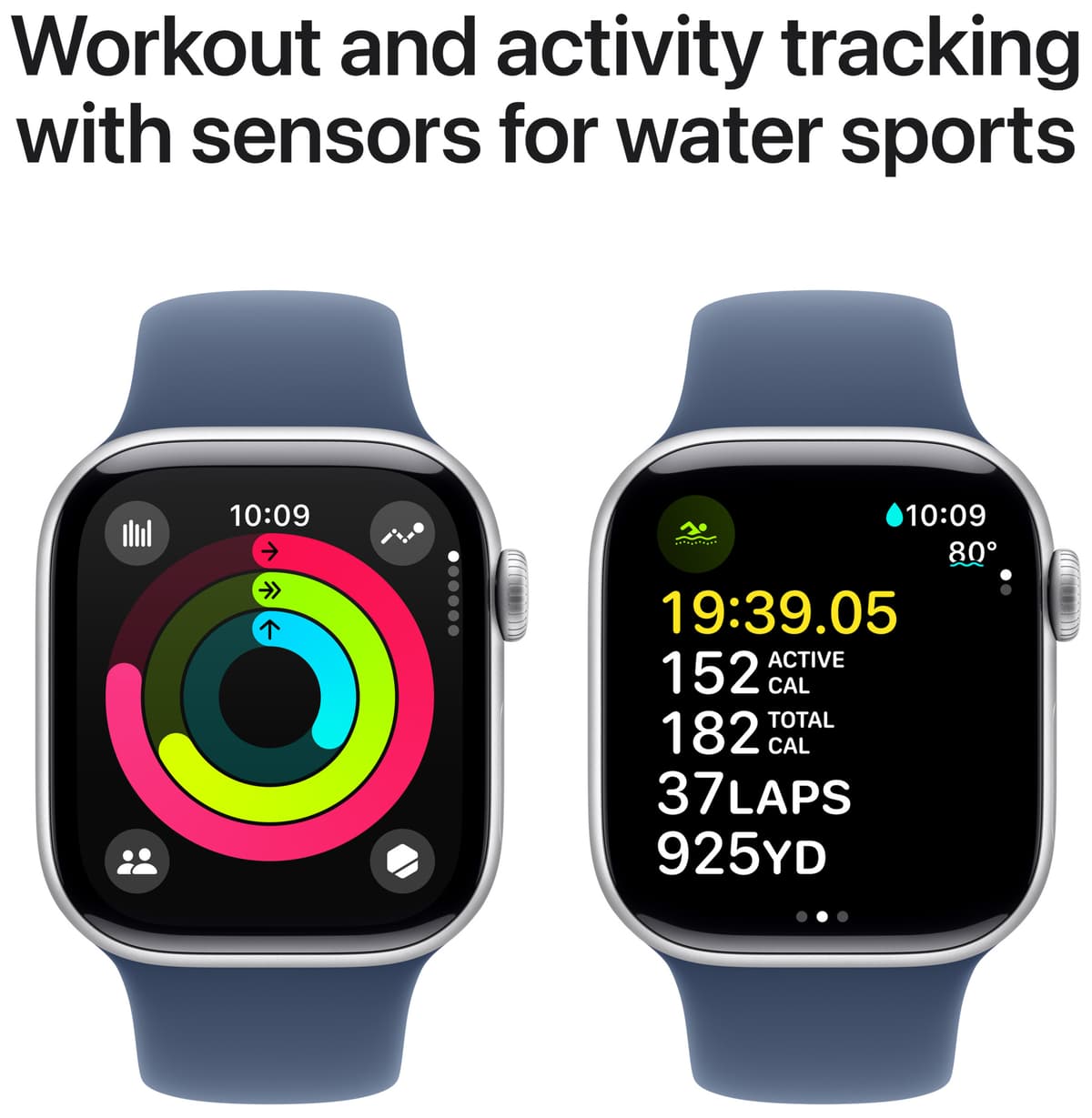 Apple Watch S10 42mm GPS (Sølv/Denim Sport Band) S/M - Elkjøp | Elkjøp