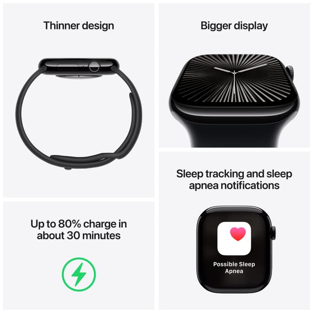 Apple Watch S10 46mm GPS (Silver Alu/Denim Sport Band) M/L - Elgiganten