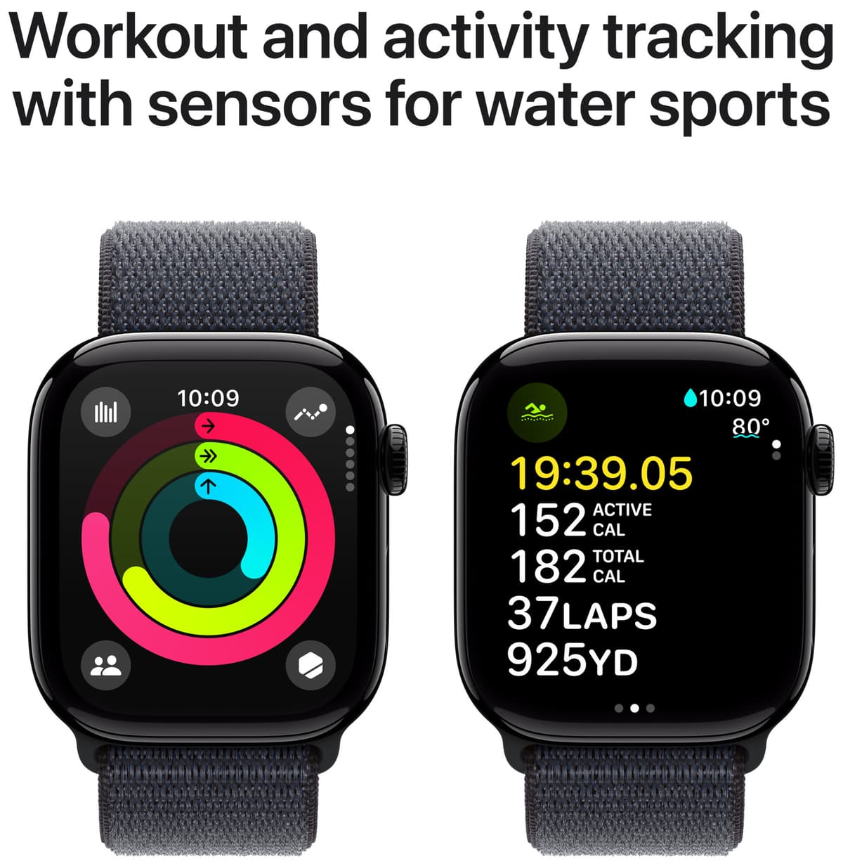 Apple Watch S10 42mm GPS (Sort Aluminium/Blekk Sport Loop) - Elkjøp