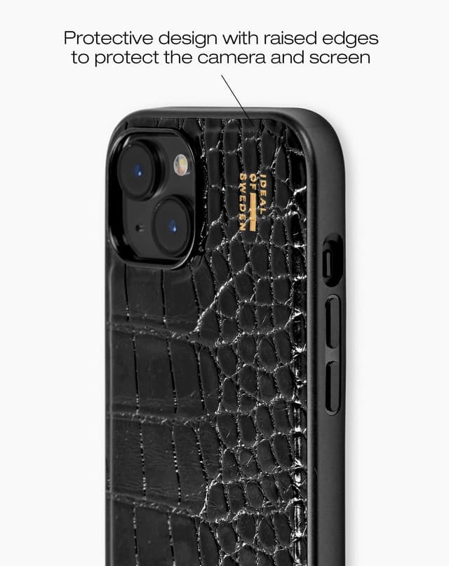 Vegan Leather Case MagSafe iPhone 13 / 14 / 15 / 16e Black Croco - Elgiganten - Elgiganten