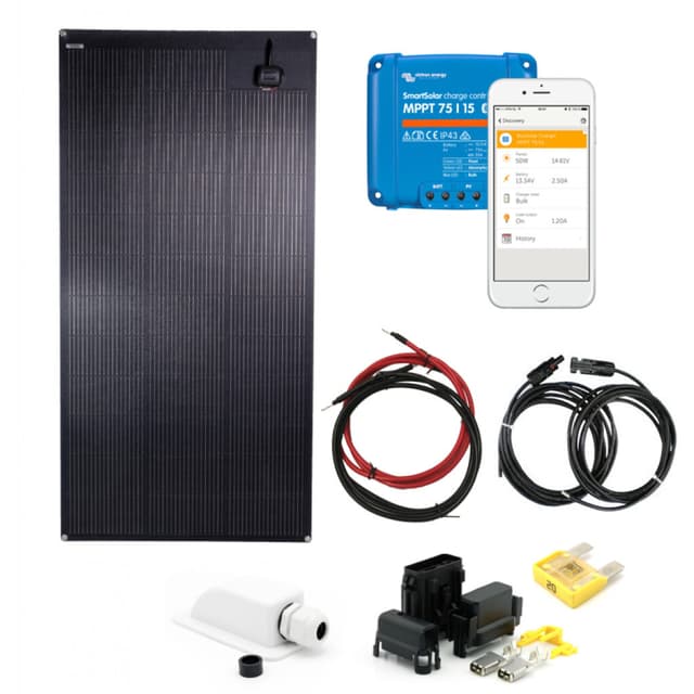 SKANBATT 135x67 - 160W Flexipanel komplett kit med VICTRON BT MPPT ...