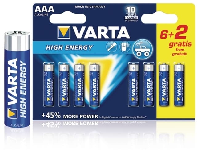 Varta Alkaline Batteri AAA 1.5 V High Energy 8-Promotional Blemme ...