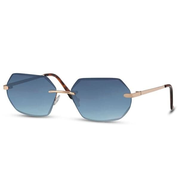 Elegante Unisex Solbriller – Gull Metallramme med Blå Glass - UV-beskyttelse Kategori 2 - Elkjøp