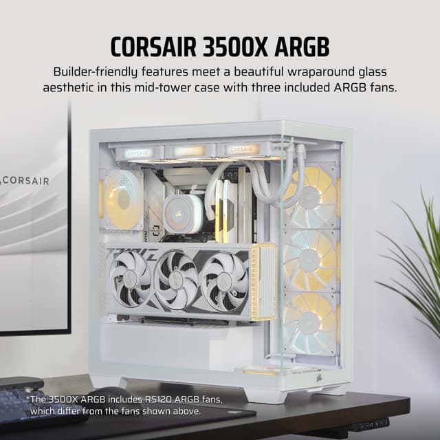 Corsair 3500X ARGB Mid-Tower PC-chassi (vitt) - Elgiganten - Elgiganten