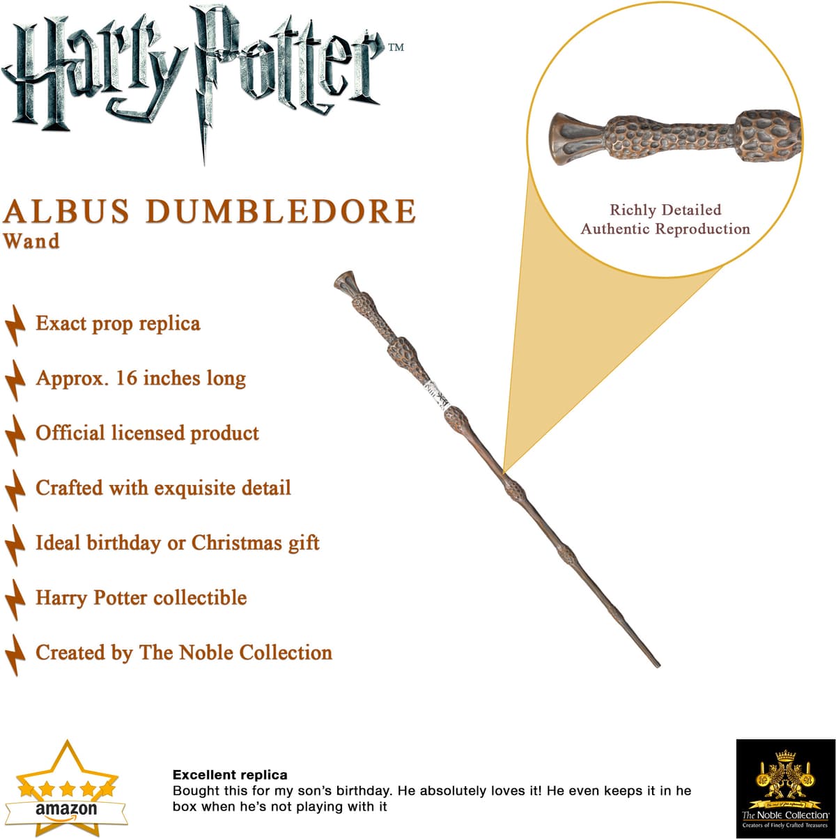 Noble Collection Harry Potter tryllestav (Dumbledore) - Elkjøp