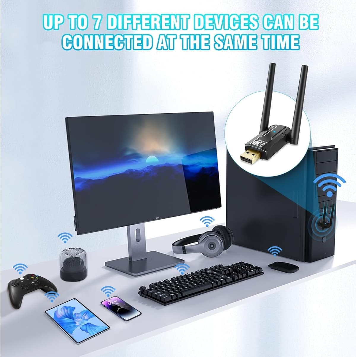 NÖRDIC USB-A langtrekkende Bluetooth 5.4-adapter med 150 meters ...