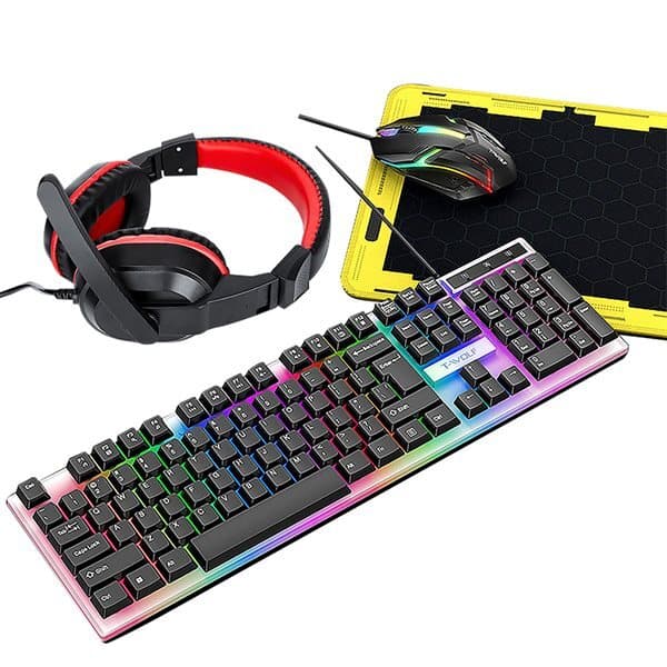 Gaming-sæt med LED-tastatur, headset, mus og musemåtte | Elgiganten