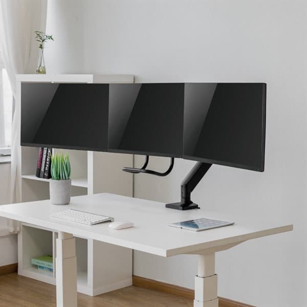Ergonomisk Skrivebordsfeste for 3 Skjermer – Passer Opptil 27"" - Elkjøp