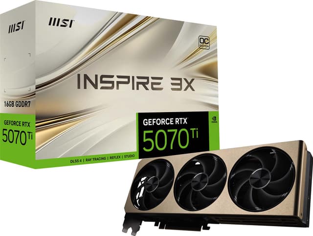 MSI GeForce RTX 5070 Ti 16G INSPIRE 3X OC PLUS graphics card | Elgiganten