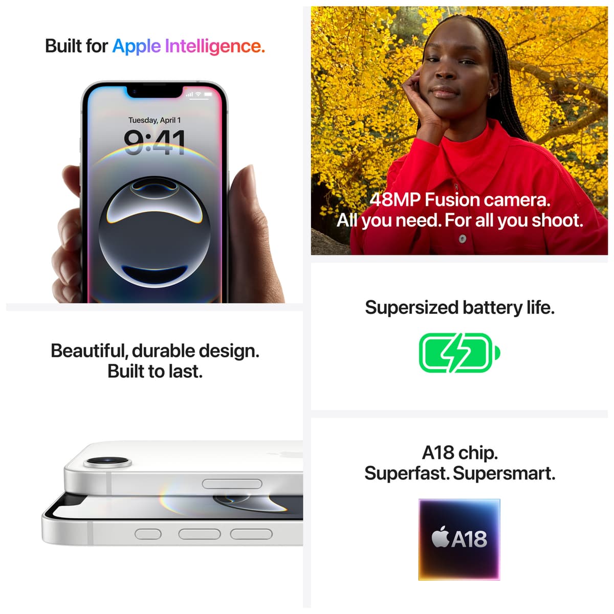 iPhone 16e smarttelefon 128GB (hvit) - Elkjøp