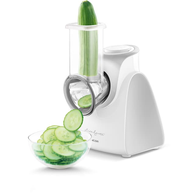 Hvit SENCOR elektrisk rivjern med 5 raspere/ platejern - Elkjøp | Elkjøp