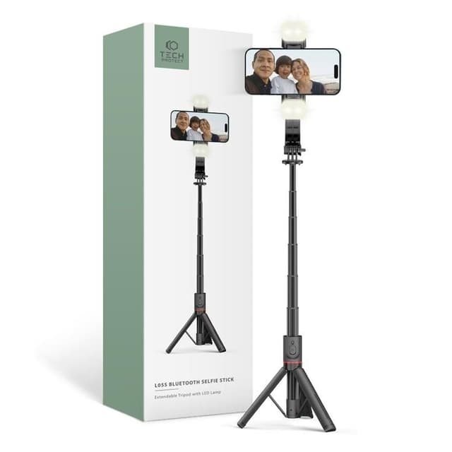 Tech-Protect Bluetooth Selfie Stick Stativ med LED-lys L05S - Sort ...