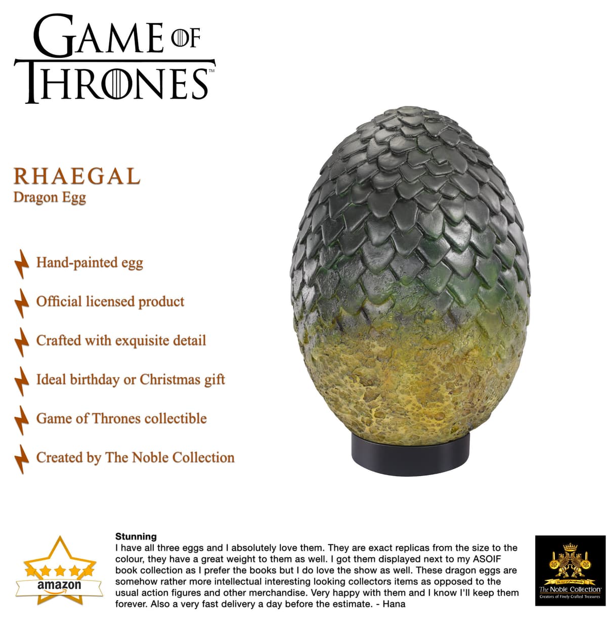 Noble Collection Game of Thrones actionfigur (Rhaegal egg) - Elkjøp | Elkjøp