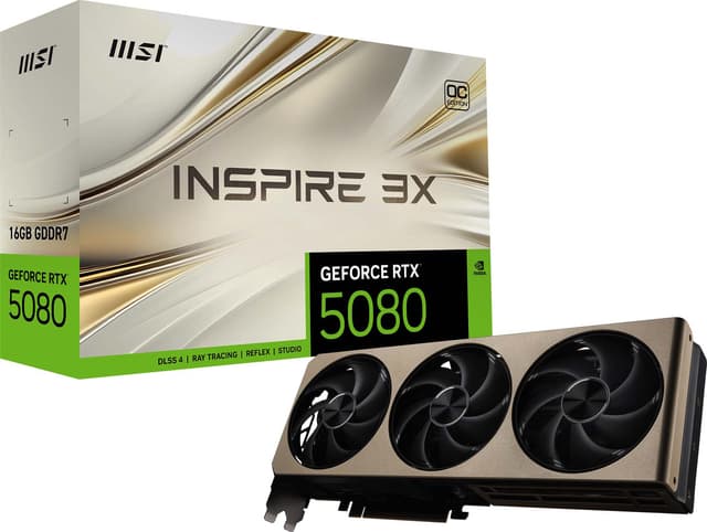 MSI GeForce RTX 5080 16G INSPIRE 3X OC grafikkort - Elgiganten