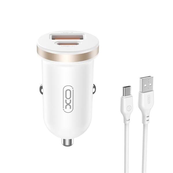 XO Billader PD 30W QC med 1xUSB og 1xUSB-C + USB til USB-C-kabel - Elkjøp
