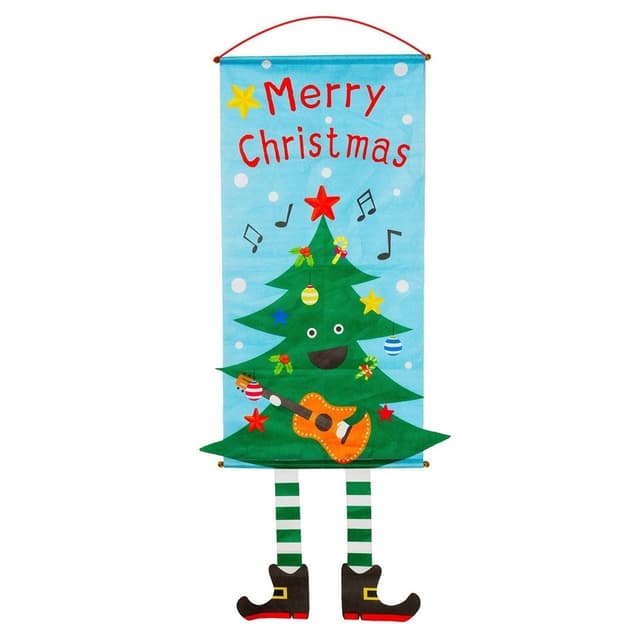 God jul flagg jul hengende banner dørdekor - juletre - Elkjøp