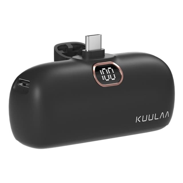 KUULAA 18W 5000mAh bærbar telefonlader USB-C Powerbank 2 porter ...