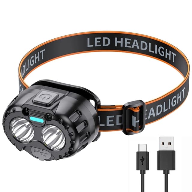 Oppladbar LED Hodelykt Lommelykt Hodelykt 250LM Bevegelsessensor ...