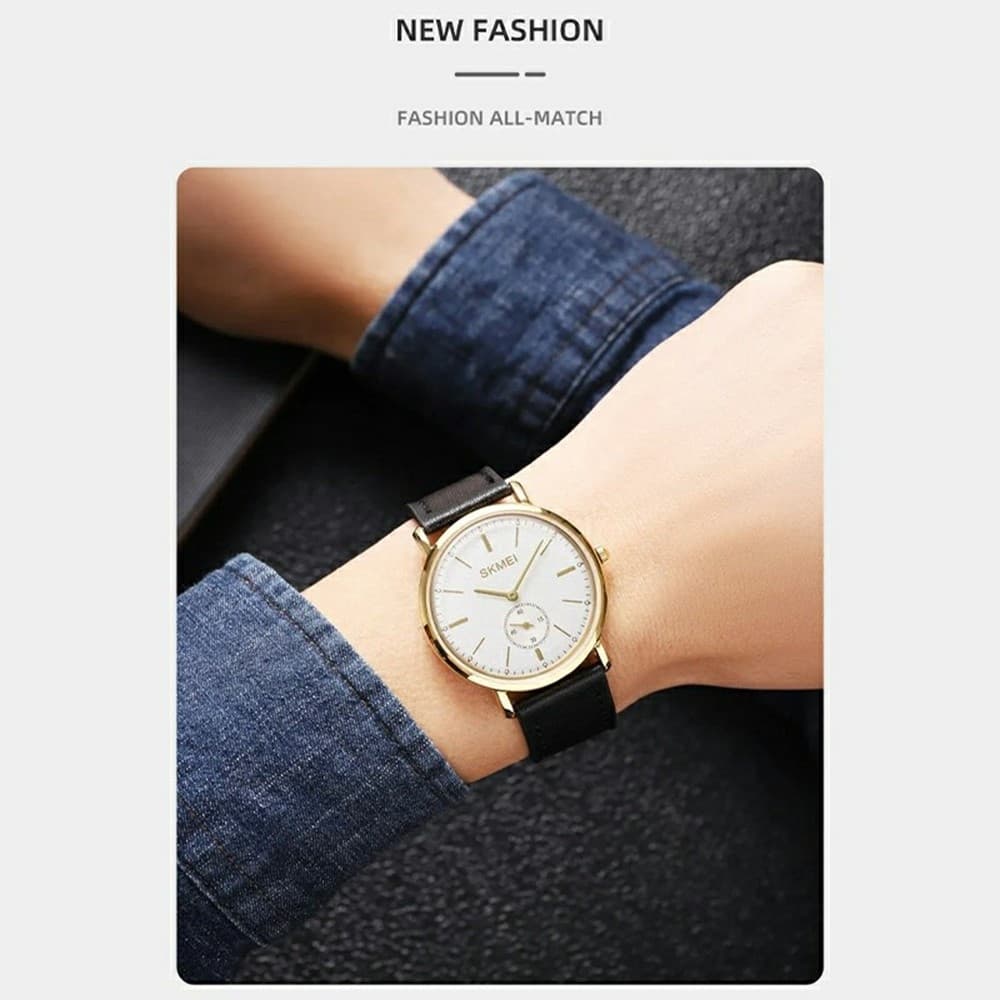 SKMEI Armbåndsur Ur Læderrem Rundt Quartz Ur - Guld | Elgiganten ...