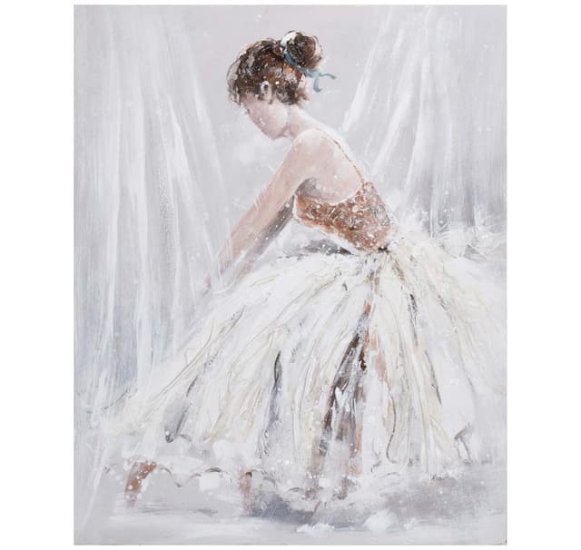 Oljemaleri 80x100cm, dame i hvit kjole - Elkjøp | Elkjøp
