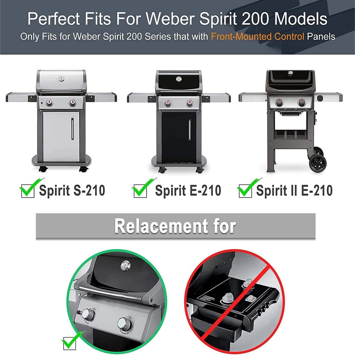 3-pakke grillvarmeplater for Weber Spirit 200-serien - svart - Elkjøp