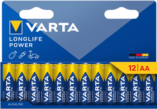 Varta Longlife Power AA-batterier 7042370 12-pakke (blå) - Elkjøp