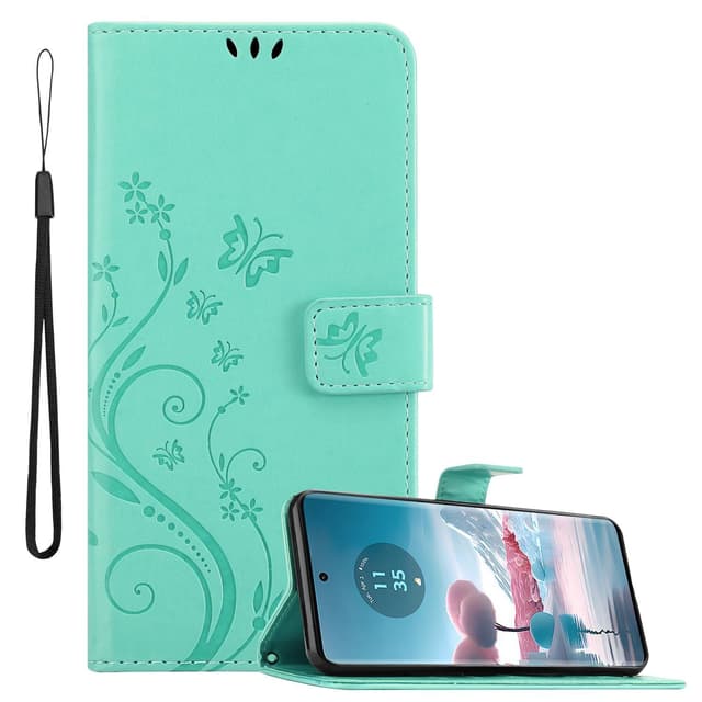 Motorola Edge 40 Neo lommebokdeksel Blomster (Turkis) - Elkjøp