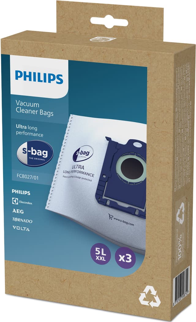 Philips s-bag Ultra dammsugarpåsar FC8027/01 - Elgiganten