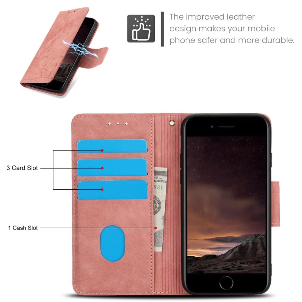 For iPhone 16e Etui Sommerfugl Blomst Ripebestandig Telefondeksel - Elkjøp