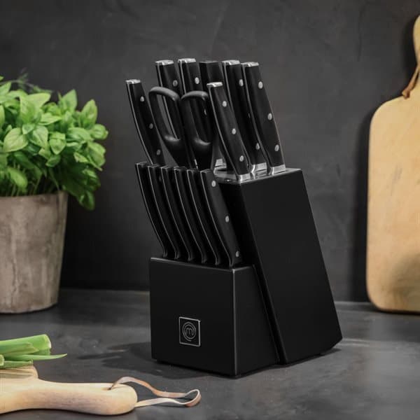 Masterchef Preformance knivsett med 15 kniver i en knivblokk - Svart ...