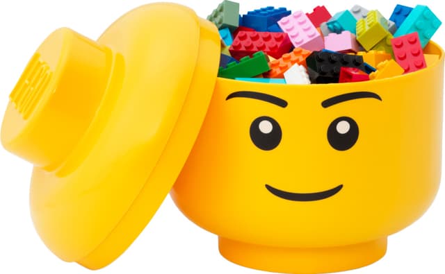 LEGO lille opbevaringskasse (Boy Head, gul) | Elgiganten | Elgiganten