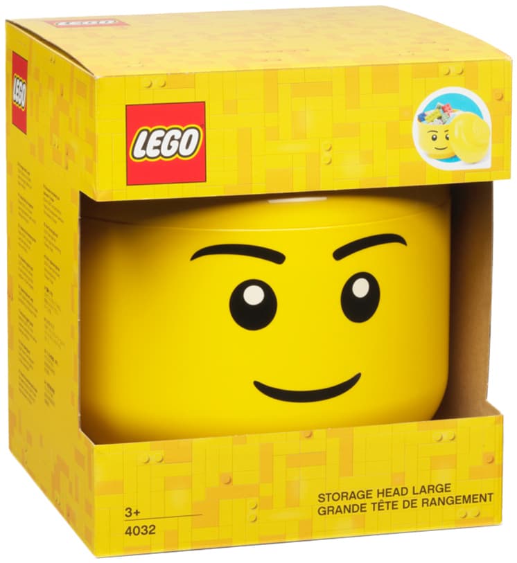 LEGO stor opbevaringskasse (Boy Head, gul) | Elgiganten