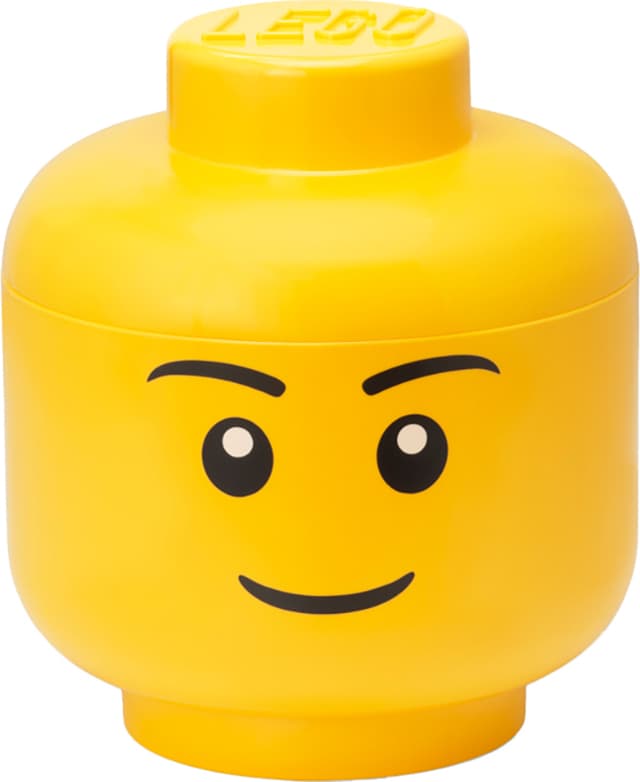 LEGO stor opbevaringskasse (Boy Head, gul) | Elgiganten
