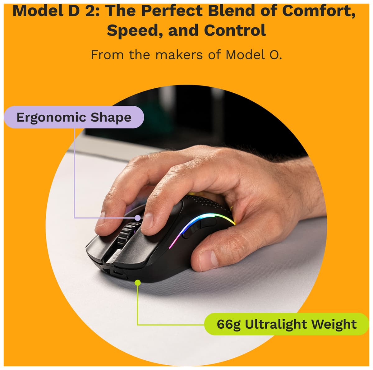 Glorious Model D 2 trådlös gamingmus (svart) - Elgiganten