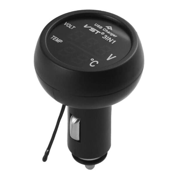 3-i-1 USB-billader med voltmeter og temperaturmåling - Elkjøp