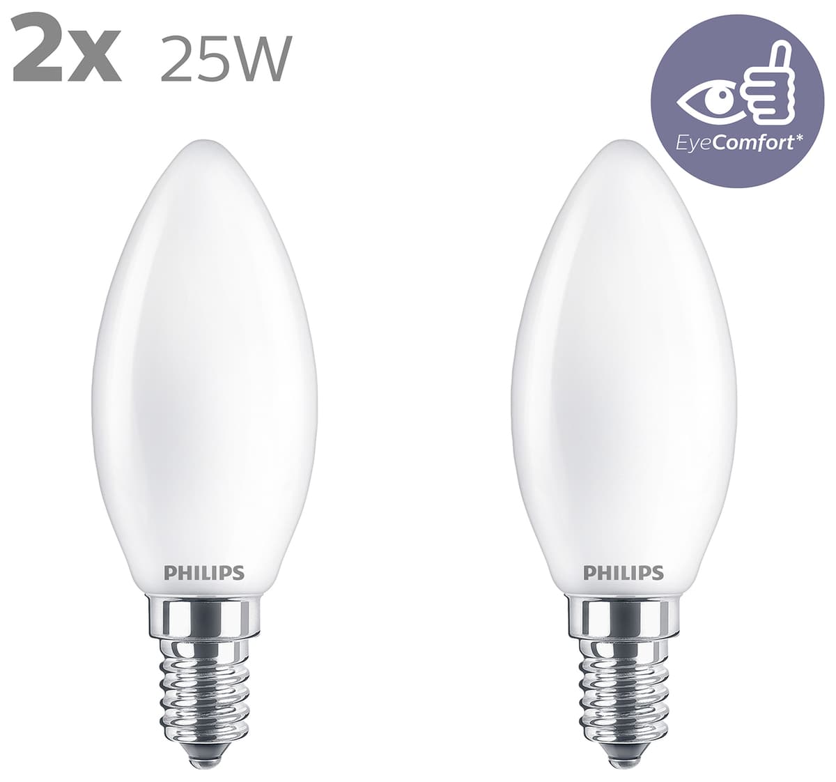 Philips Classic B35 LED-lyspære 2W E14 (2-pk) (varmhvit) - Elkjøp | Elkjøp