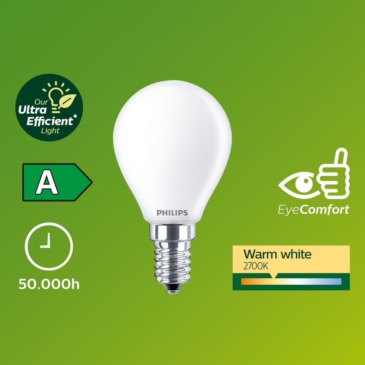 Philips UE P45 LED pære 2,3W E14 (varmhvit) - Elkjøp